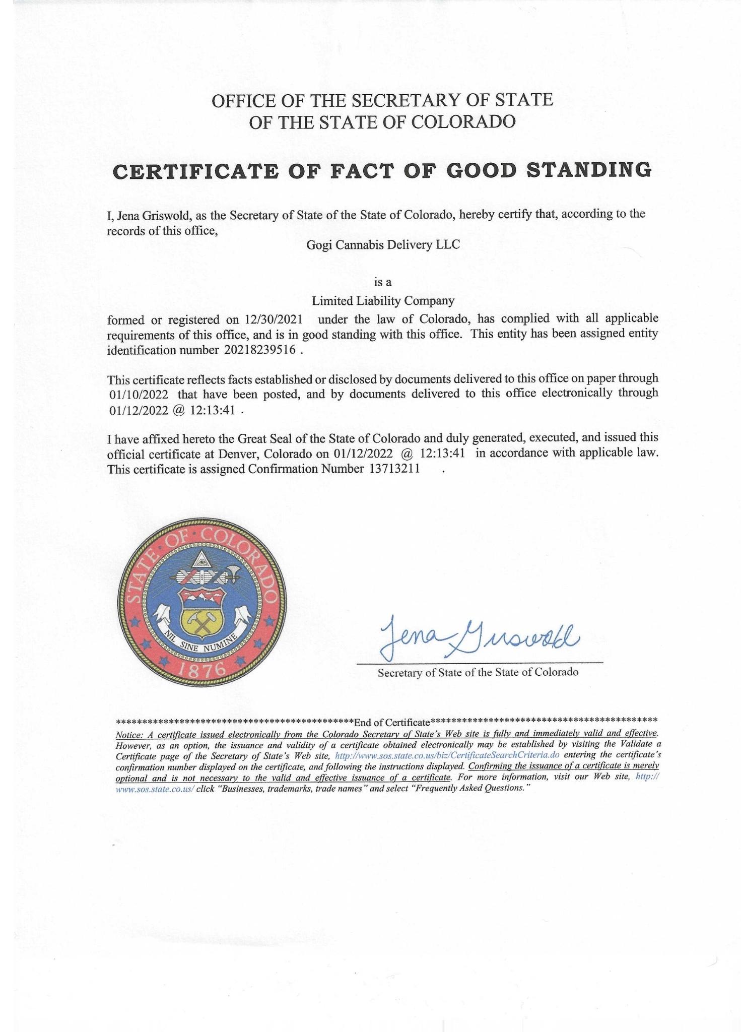 Licenses & Certifications – Gogi Delivery